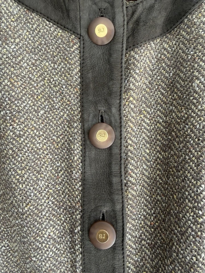 St. John Collection Brown Tweed Chevron Skirt Suit Set Wool Blend Size ...