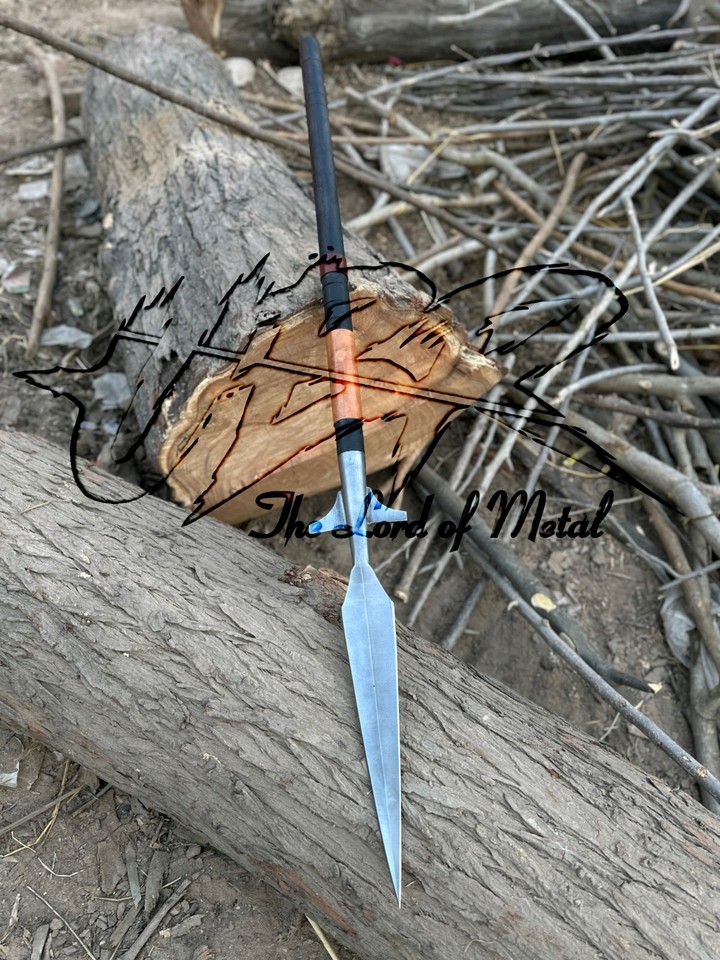 38" UBR CUSTOM HANDMADE HIGH CARBON STEEL BOAR HUNTING SPEAR WITH ...