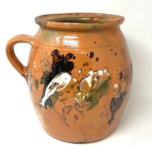 Antique Redware Pitcher Slip Splash Jar Crock Heavy Stoneware 19th ...