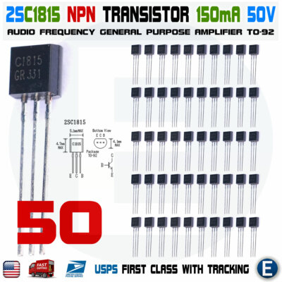 50PCS Transistor TOSHIBA 2SC1815 C1815 TO92 NPN 150mA 50V USA | eBay