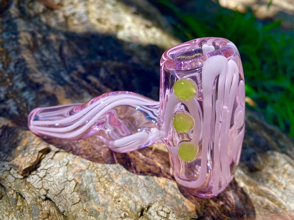 Pink Glass Pipe Hammer style (handmade) inside out color Pipe | eBay