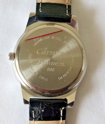 Vintage Carmen Quartz Wrist Watch White & Silver, Black Leather Strap ...