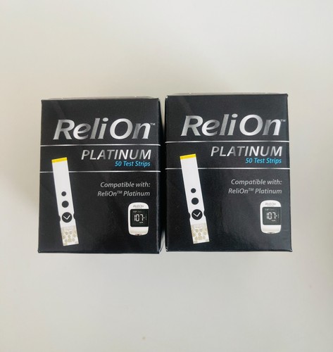 Sealed ReliOn Platinum Blood Glucose Test Strips 100CT (50 In A Box, 2 ...