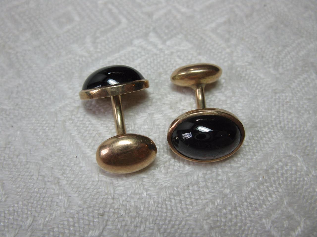 Garnet Cabochon 14K Gold Cufflinks Antique Victorian Art Deco Cuff ...