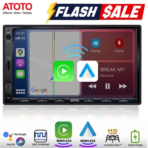 ATOTO F7WE Wireless Android Auto CarPlay Car Stereo Double DIN 7in GPS ...