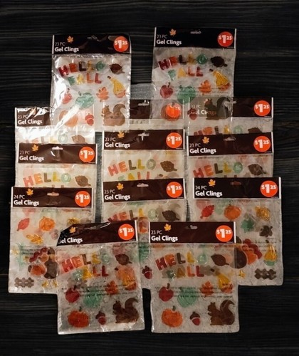 Lot of 13 Fall-Themed Gel Clings, Window | eBay