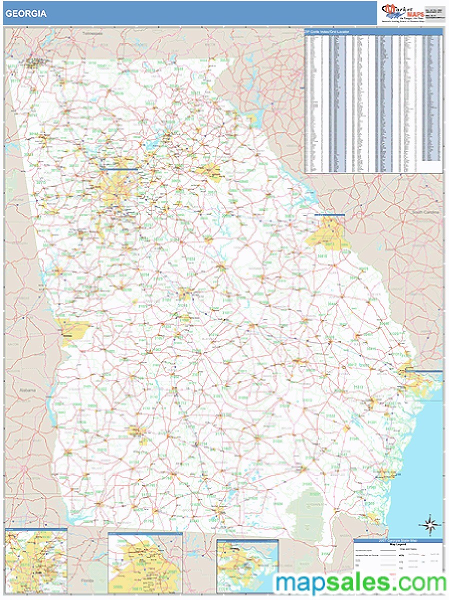 Georgia County Zip Codes Map