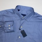 NEW David Donahue Dress Shirt Mens Medium Barrel Cuff Blue Geometric ...