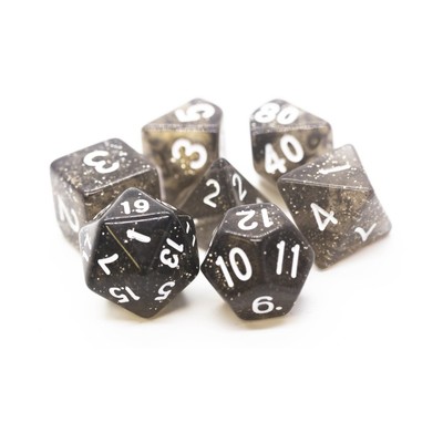 Old School Dice Sparkle Dice Poly Set Black w/White (7) New | eBay