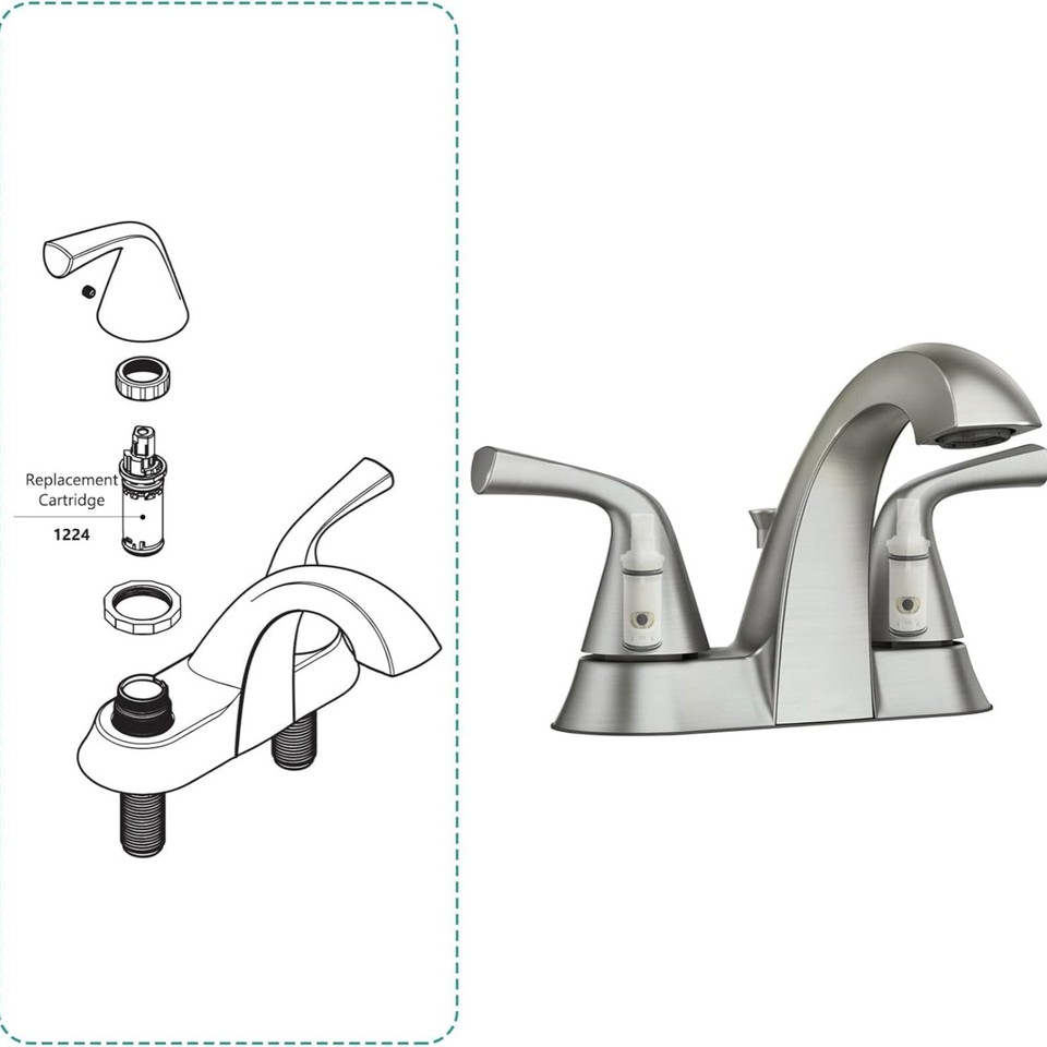 Replacement 2 Pack Faucet Cartridge Compatible For Moen 1224 Bathroom ...