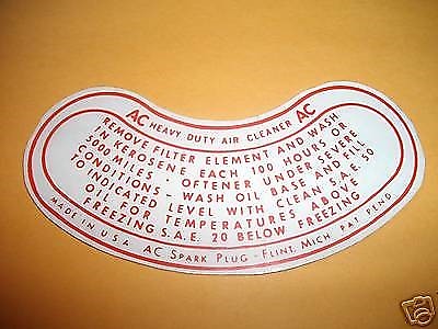 1948 - 1954 PACKARD OIL BATH AIR CLEANER SERVICE DECAL | eBay