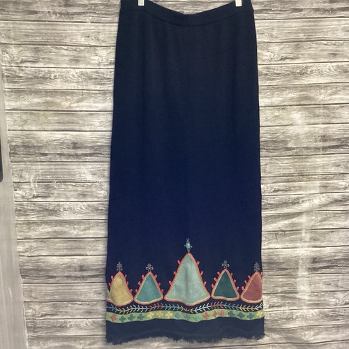 Double D Ranch Maxi Skirt Womens XL Black Embroidered Tribal Aztec ...