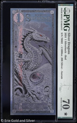 2024 Silver Dragons Silverback 1/1000 oz Silver Note PMG 70 Star Dragon ...