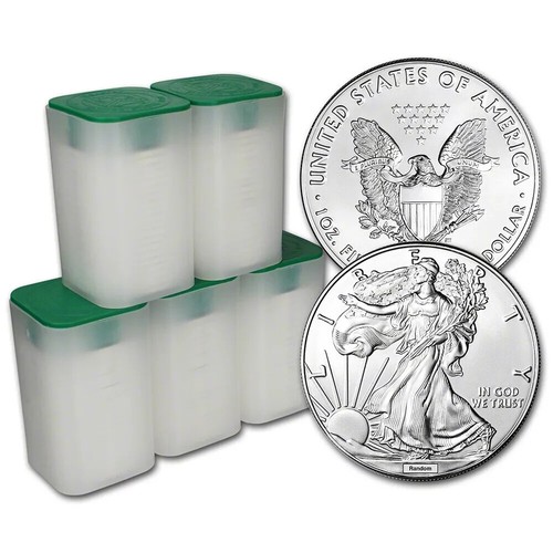 Four Rolls American Silver Eagles 80 Troy Ounces Random Back Dates ...