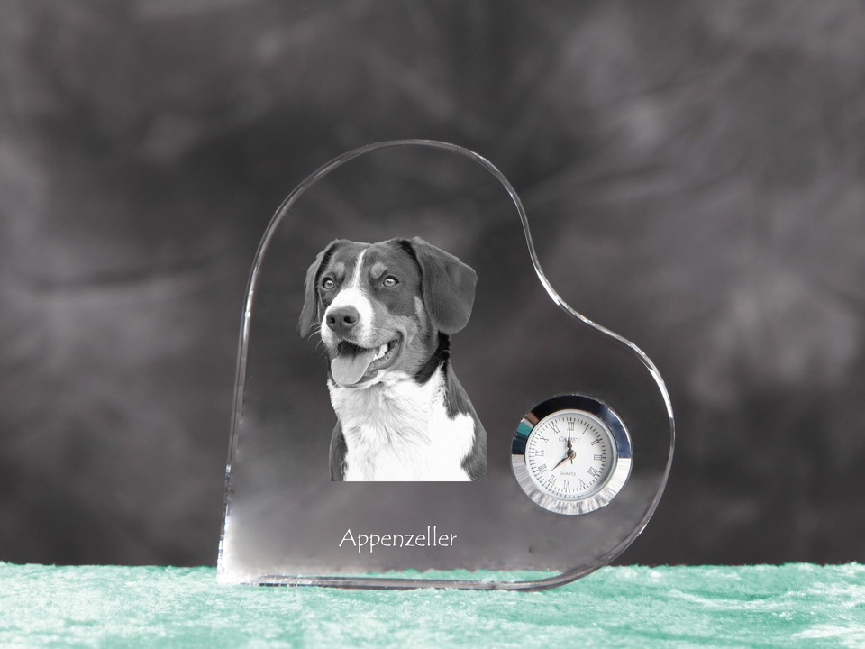 Appenzeller Sennenhund, Appenzeller Dog - Crystal Clock With A Dog ...