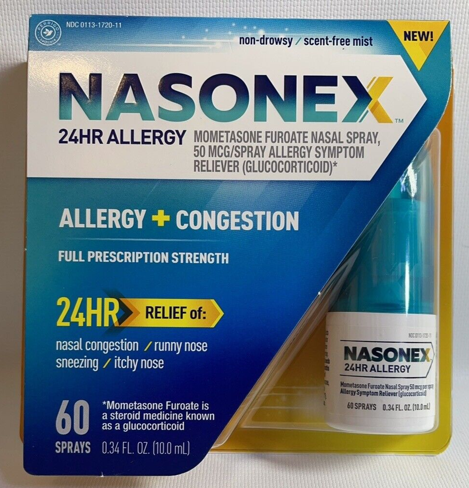 Naso Nex 24HR Allergy + Congestion Spray, Non-Drowsy, 60 Sprays - EXP ...