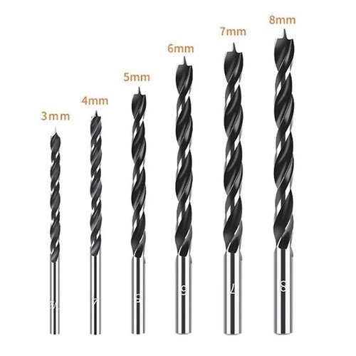 `6X Three-Point Wood Drill Bit Set 3-8mm For Woodworking Tool Spiral ...