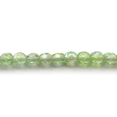 Peridot Green Transparent Luster - 50 4mm Round Fire Polish Czech Glass ...