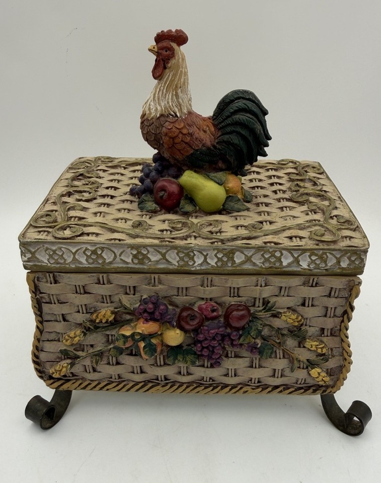 Vintage Footed Rooster Salt Box Spices For Cooking With Lid 5 ...