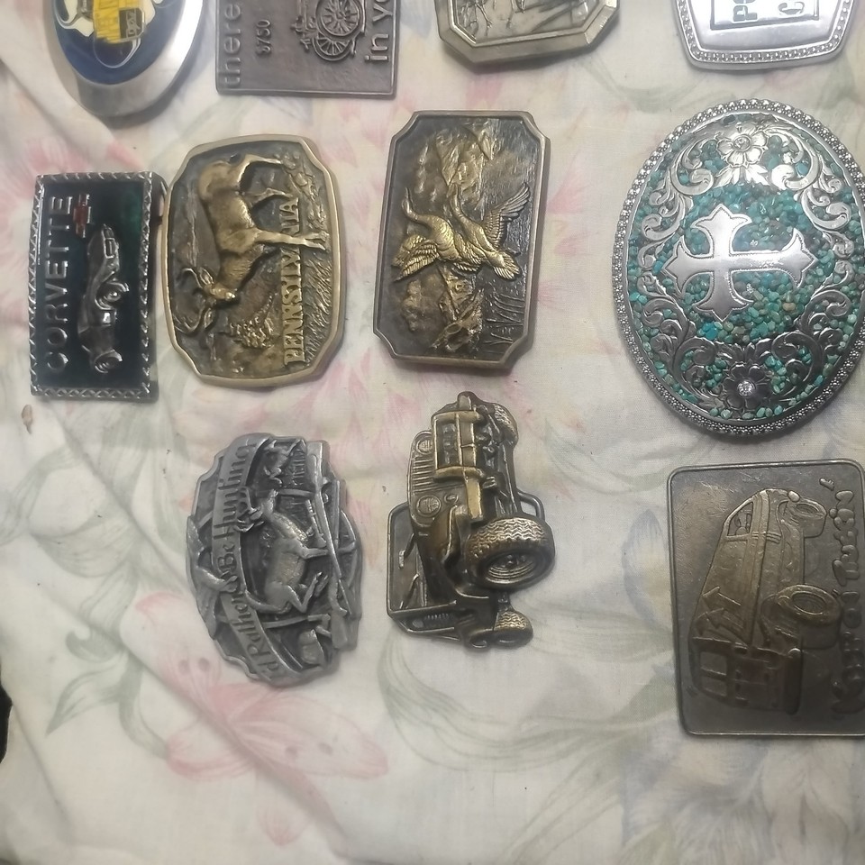 11pc Belt Buckle Lot Brass Heavy Equipment Advertising Belt Buckles ...