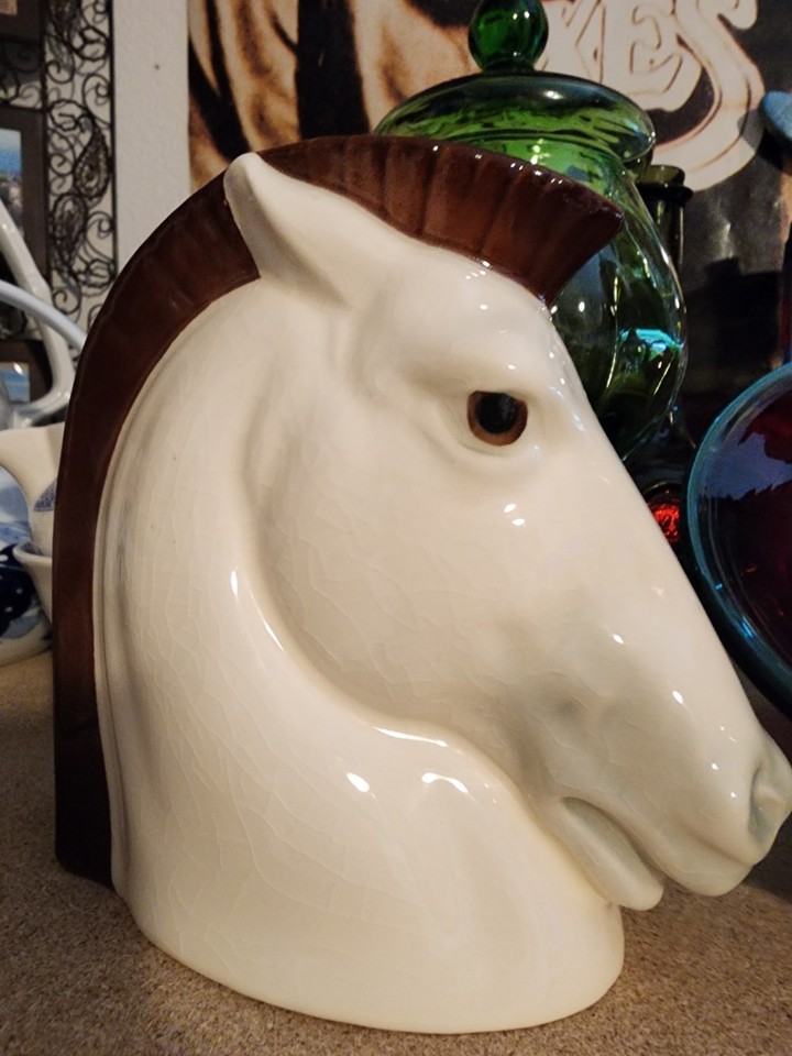 Vintage 1930's Kent Art Ware, Art Deco Style Painted Ceramic Horse Head ...