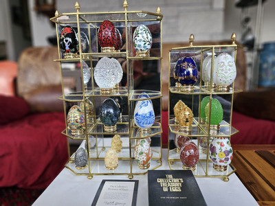 16 GORGEOUS 1990 FRANKLIN MINT FABERGE EGGS SET WITH DISPLAY CARDS AND ...