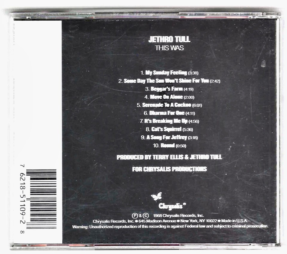 JETHRO TULL “THIS WAS”-JETHRO TULL’S VERY FIRST ALBUM-CHRYSALIS RECORDS | eBay
