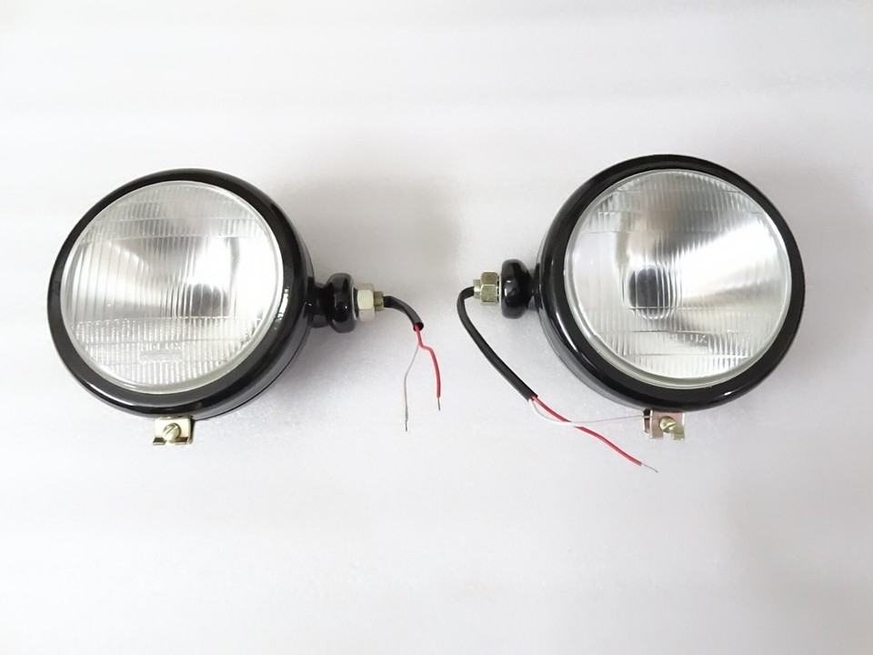 12V Tractor Headlight Head Lamp Pair Black For Ford 2000 3000 4000 5000 ...
