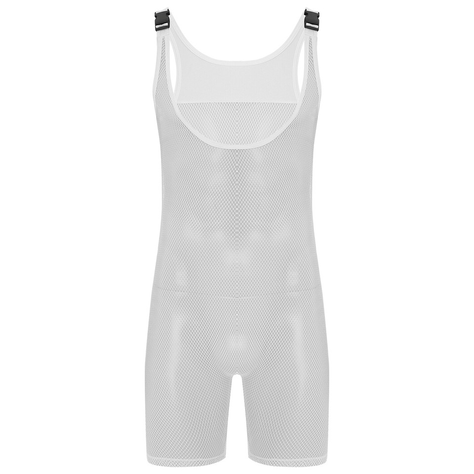 US Men’s Sheer Mesh Stretchy Bodysuits Jumpsuit Ultra Thin Wrestling ...