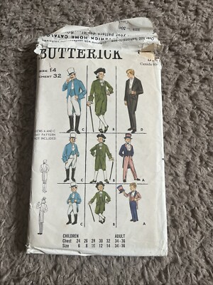 Butterick Pattern 3319 Mens Size 14 Chest 32 Costumes For Guys And Men ...
