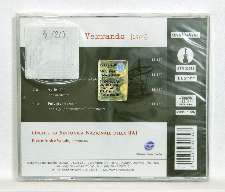 PIERRE ANDRE VALADE - VERRANDO orchestral works STRADIVARIUS CD STILL ...