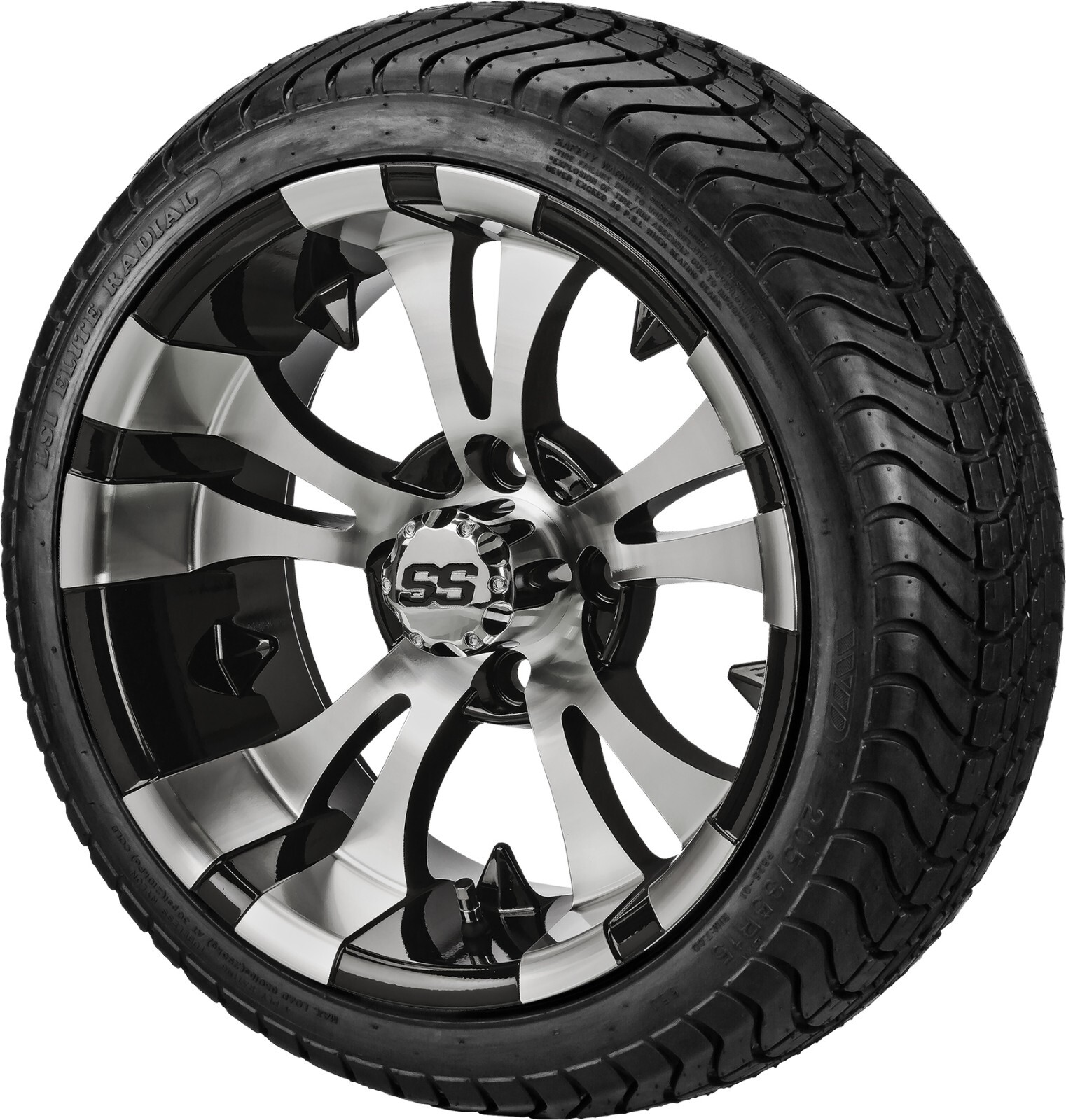 (4) 205/35R15 LSI Elite Radial Tires on 15x7 Black/Machined Vampire ...