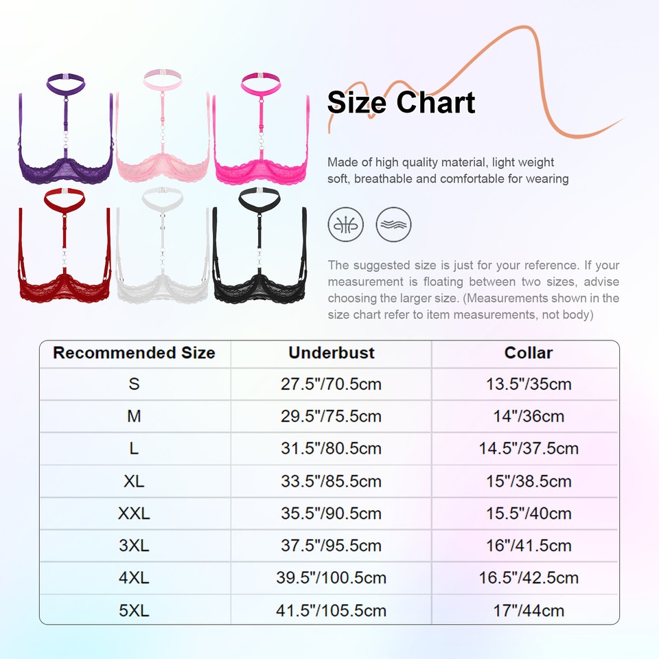 Women's Lace Sheer 1/4 Cup Bra Halter Unlined Underwire Open Cup Shelf ...