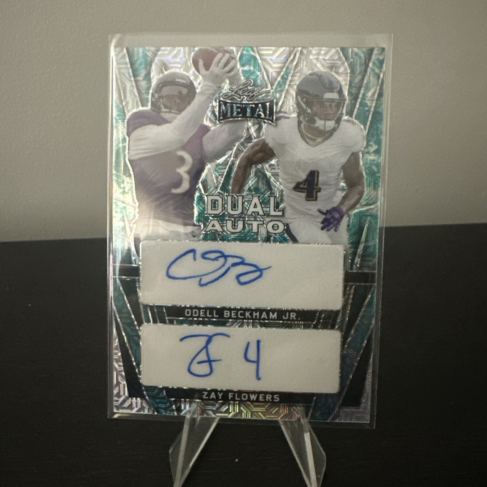 2024 Leaf Metal Odell Beckham Jr. Zay Flowers Blue Dual Autograph Card ...