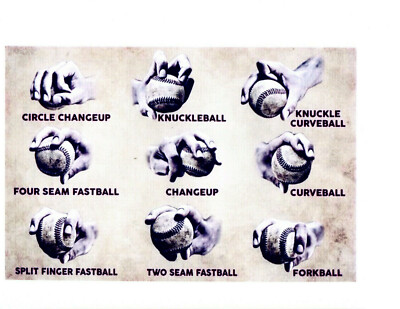 BASEBALL PITCH GRIP DIAGRAM 8X10 PHOTO BASEBALL FASTBALL KNUCKLEBALL ...
