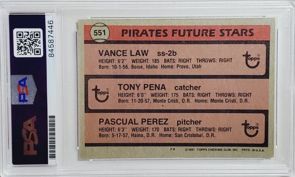 1981 Topps #551 Tony Pena Signed Rookie Card Autograph RC Auto PSA/DNA ...