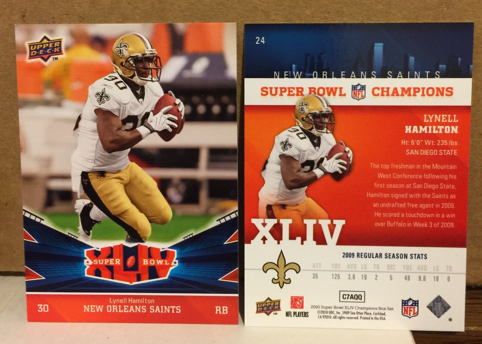 Lynell Hamilton 2010 Upper Deck Super Bowl XLIV Champions New Orleans ...
