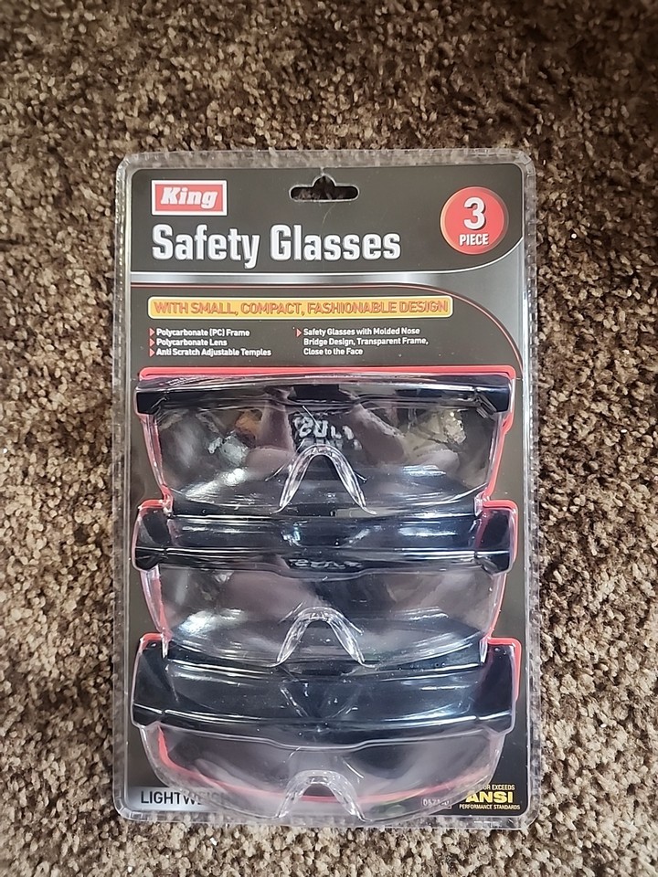 3 PAIR KING BRAND SAFETY GLASSES BLACK With Clear LENS | eBay