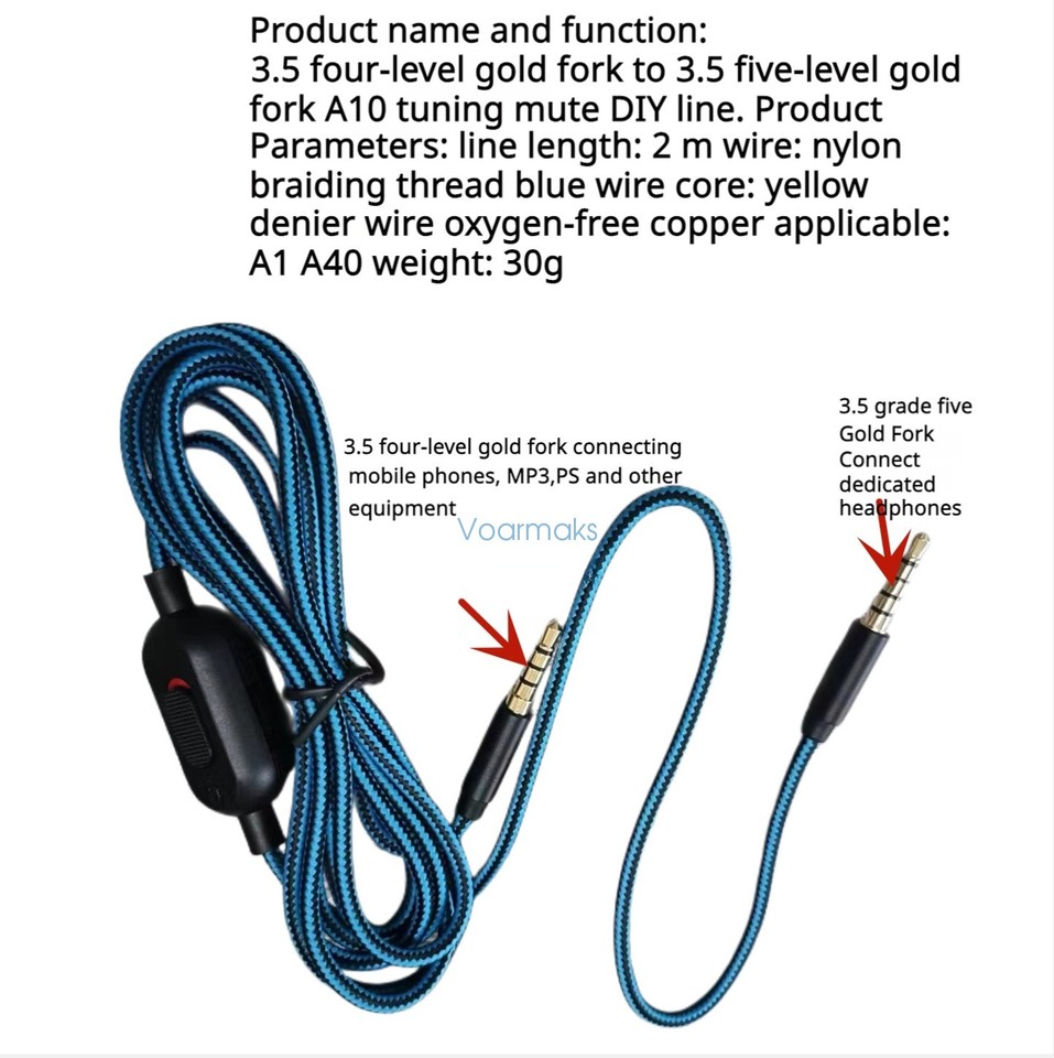 Audio Cable for Logitech Astro A10 A40 Headphone Conversion Cable | eBay