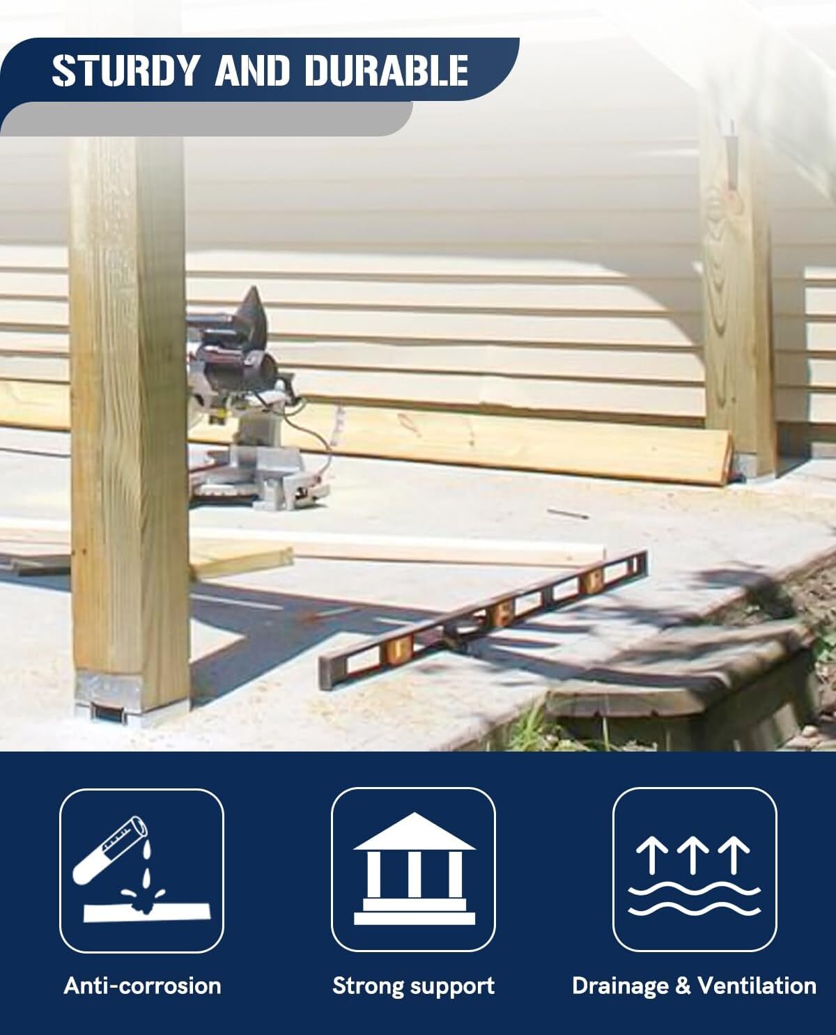 20Pcs 4x4 Concrete Deck Post Anchor Base Adjustable Metal Post Bracket ...