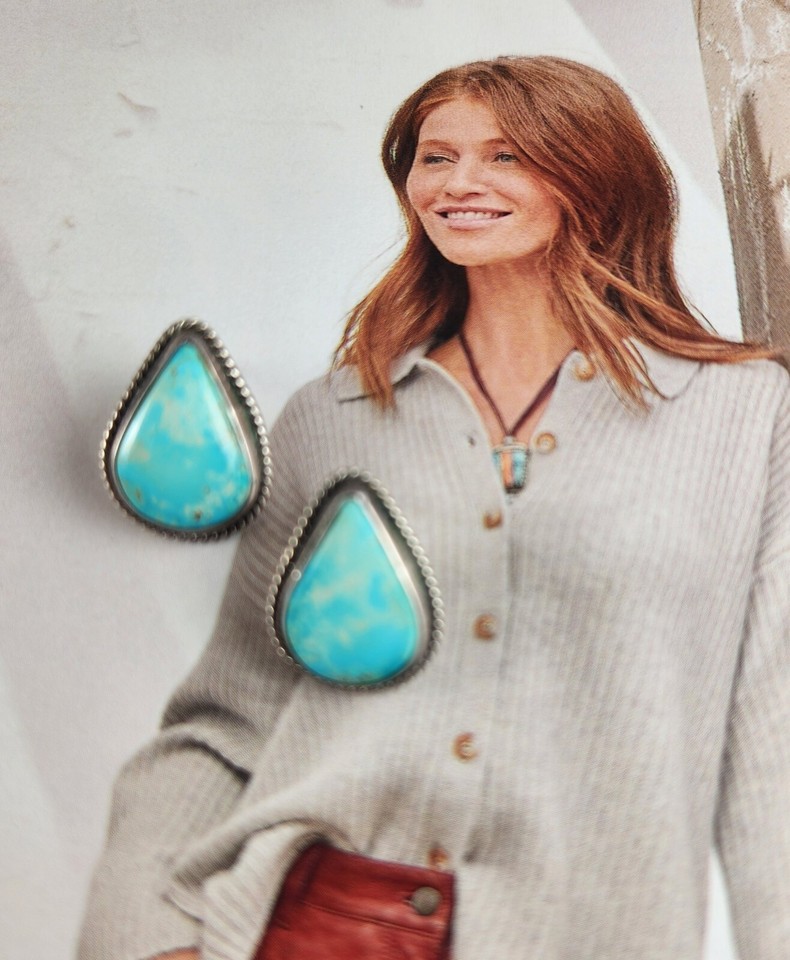 Vintage Geneva Apachito Turquoise Sterling Silver Earrings Signed | eBay