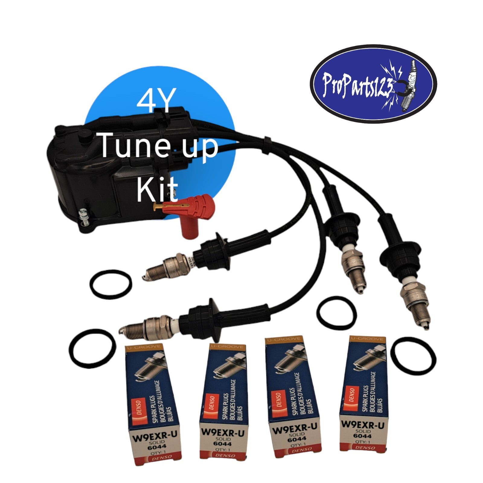 NEW TOYOTA 4Y FORKLIFT TUNE UP KIT DENSO SPARK PLUGS; INCLUDES O-RINGS ...