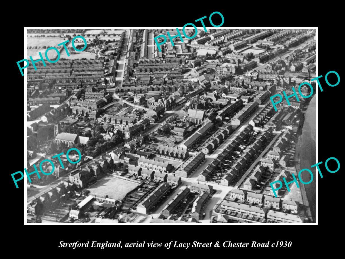 OLD LARGE HISTORIC PHOTO OF STRETFORD ENGLAND VIEW OF LACY & CHESTER Rd ...