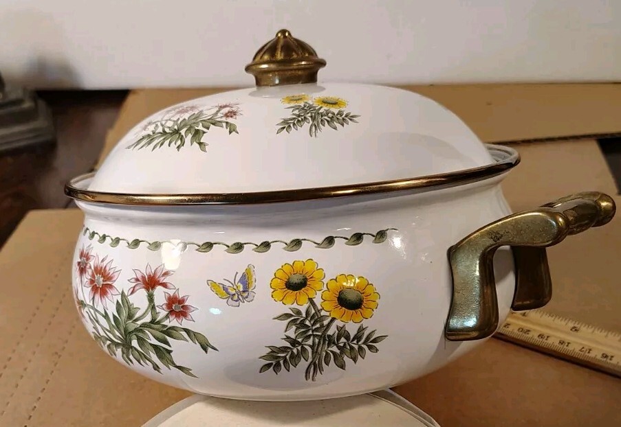 Vintage Regency Enamel Floral Cookware Dutch Oven Pan W/Lid | eBay