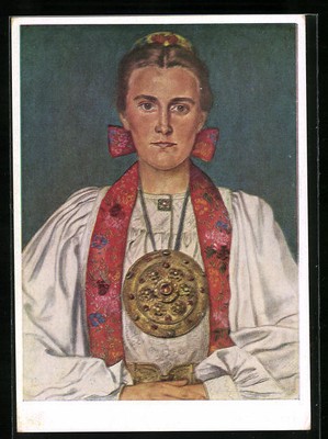 Artist Postcard Willrich: Transylvanian Girl Guide, German Nobility in ...