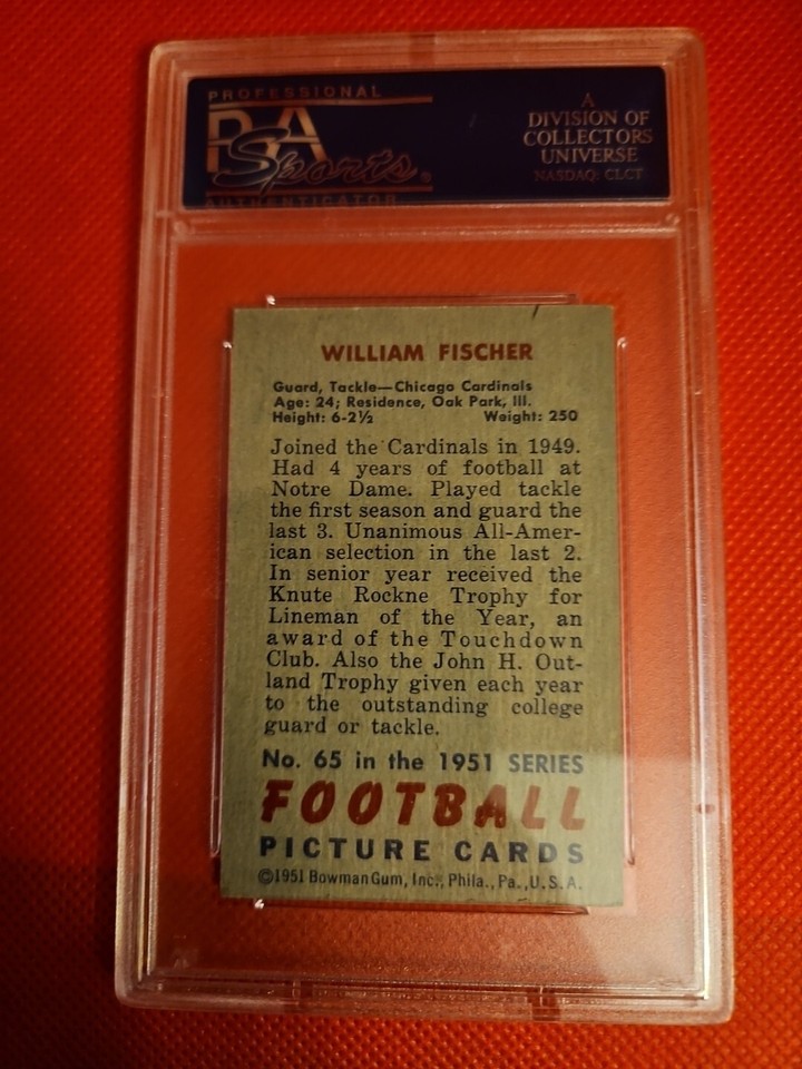 1951 Bowman #65 Bill Fischer Cardinals PSA 7 NM | eBay