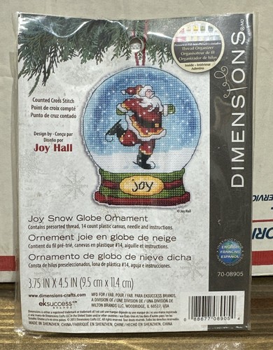New Dimensions Joy Snow Globe Ornament Santa Skating Christmas Cross ...