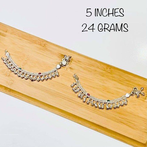 Handmade 925 Sterling Silver, Chandi Anklet Pair, Indian Payal 5" AUS ...