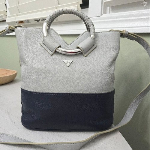 Sam Edelman Colorblock Leather Crossbody Bag Gray Navy | eBay