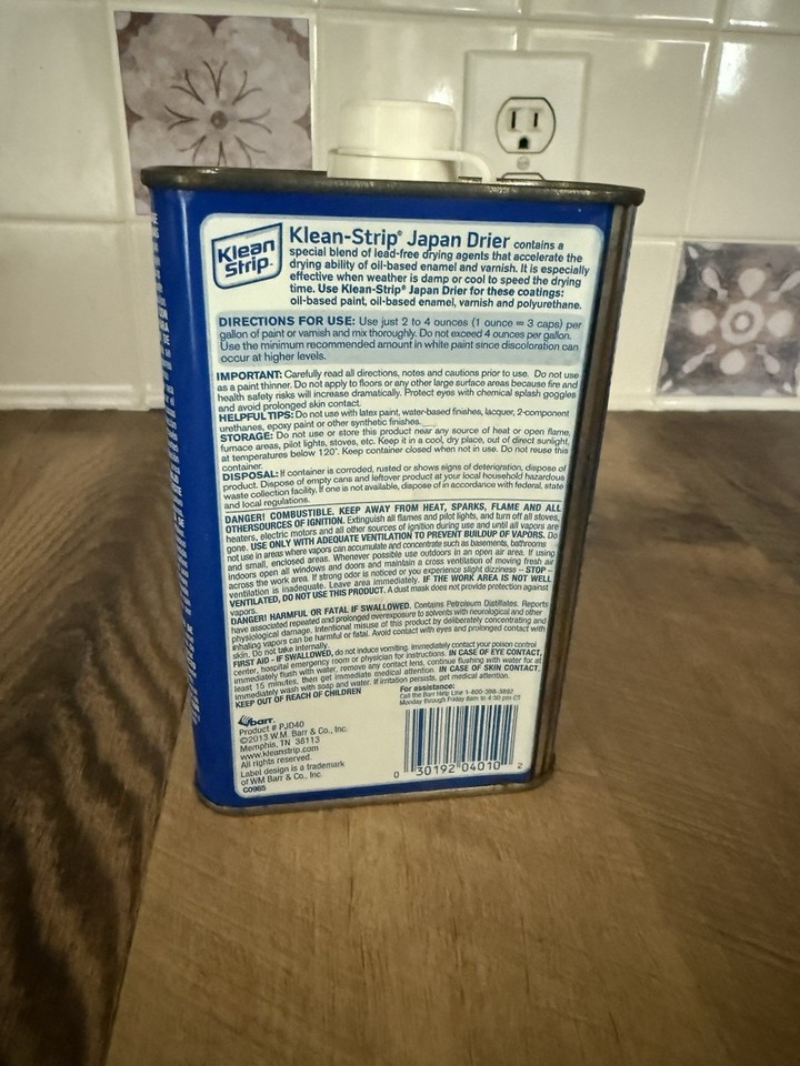 Klean Strip Japan Drier - Speeds Up Dry Time, Oil Based Paint & Enamel ...